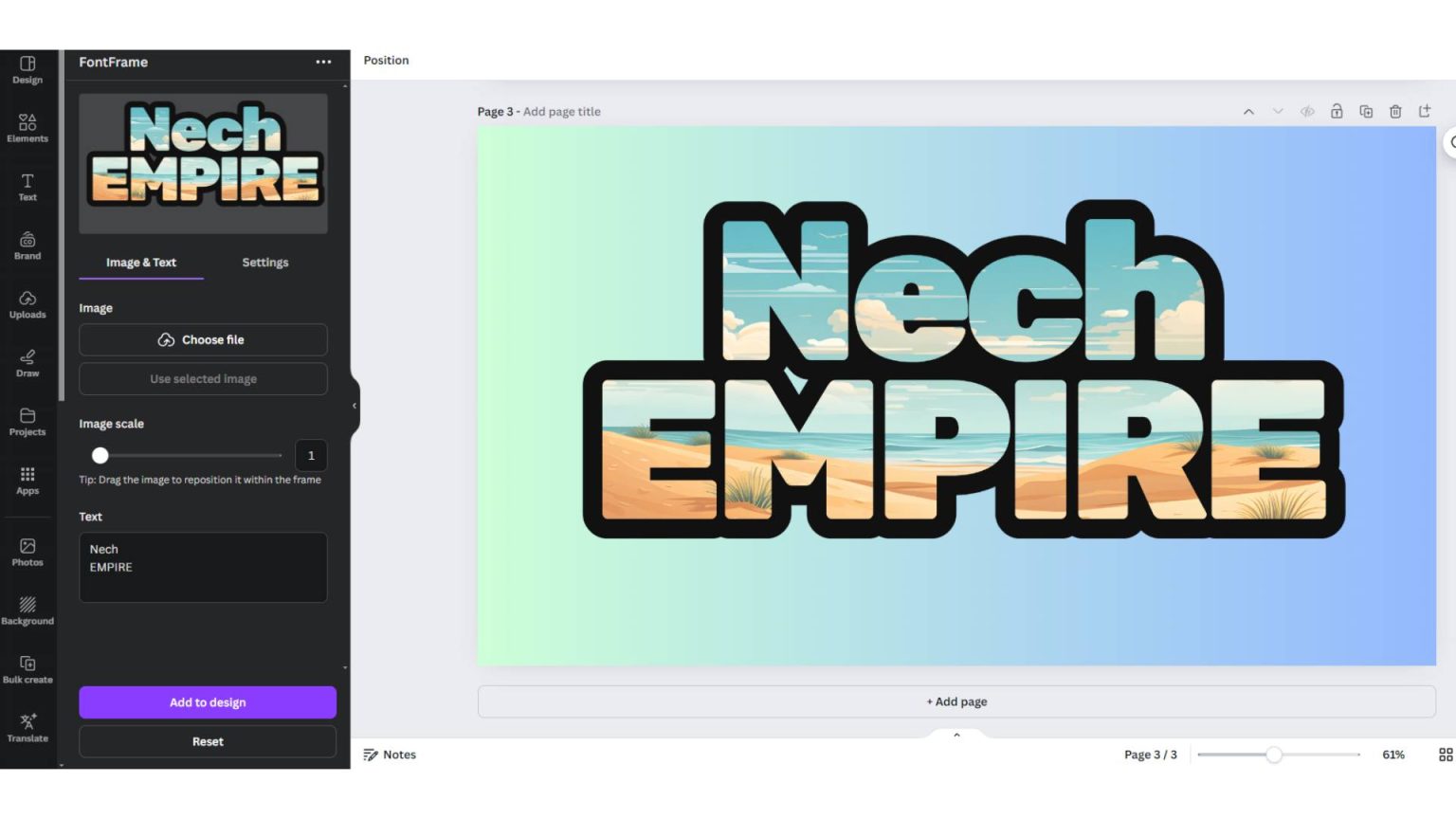 How To Fill Text With Image In Canva Using FontFrame