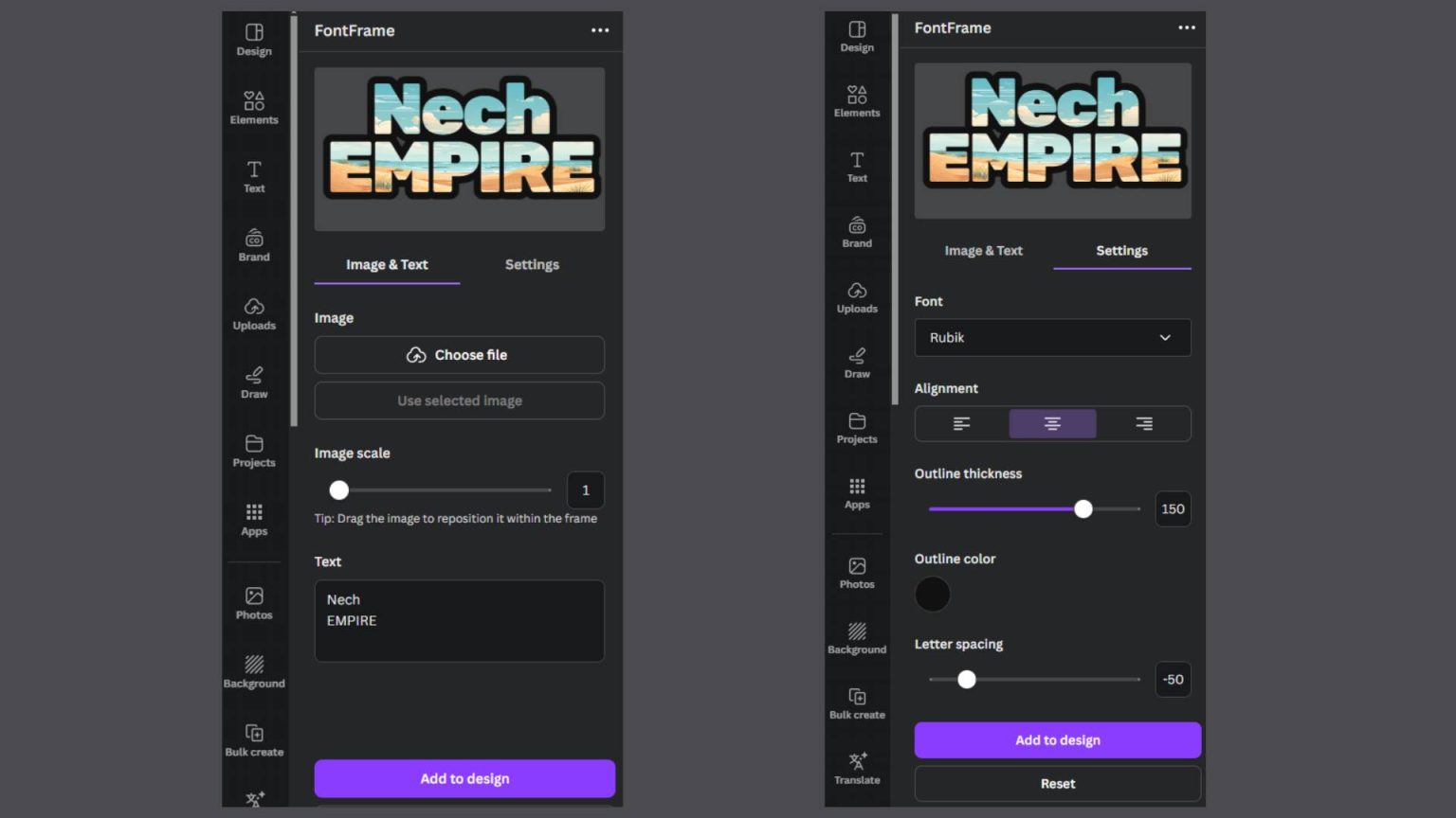How To Fill Text With Image In Canva Using FontFrame