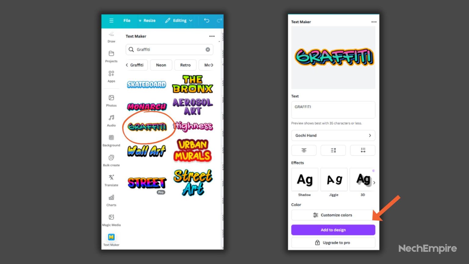 Simple Way To Create Graffiti Text Effect In Canva